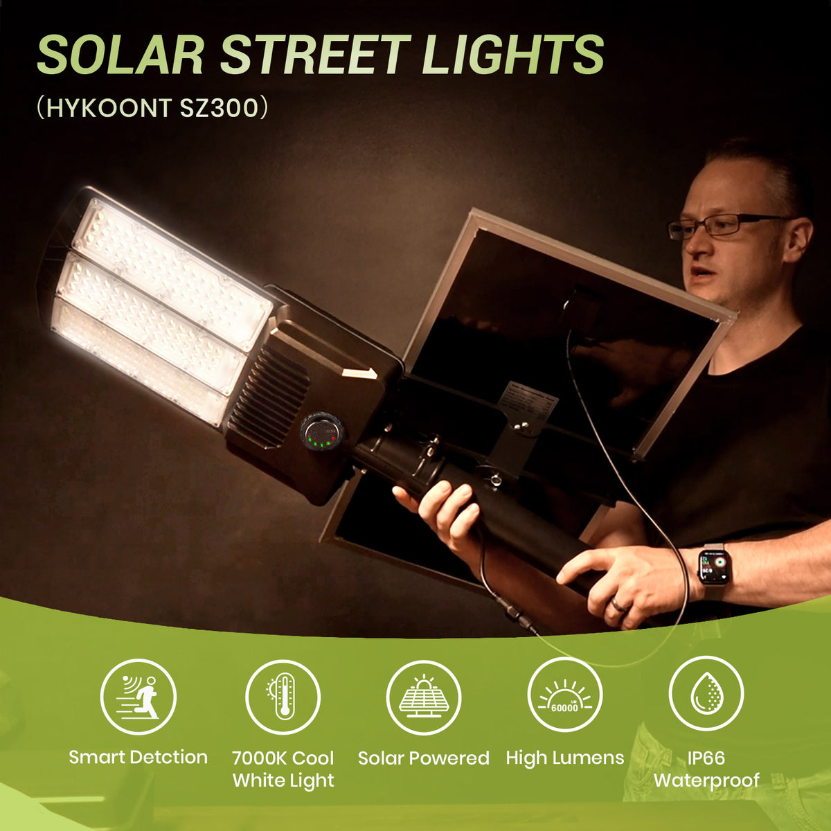 Hykoont SZ300 Commercial Solar Street Lights 400W 60000LM Special Offe