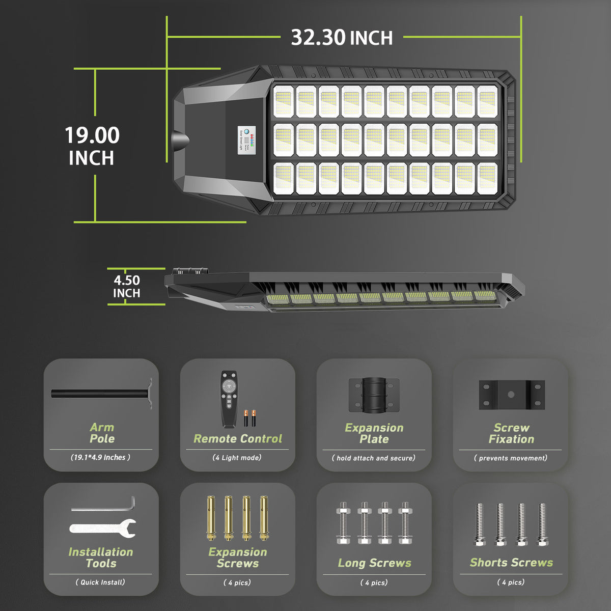 Hykoont TW030 42000 Lumens 300W Solar Street Light 1 Pack